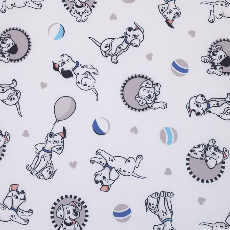 Disney 101 Dalmatians Gray, Black, White, and Blue Puppies Super Soft Nursery Fitted Mini Crib ...